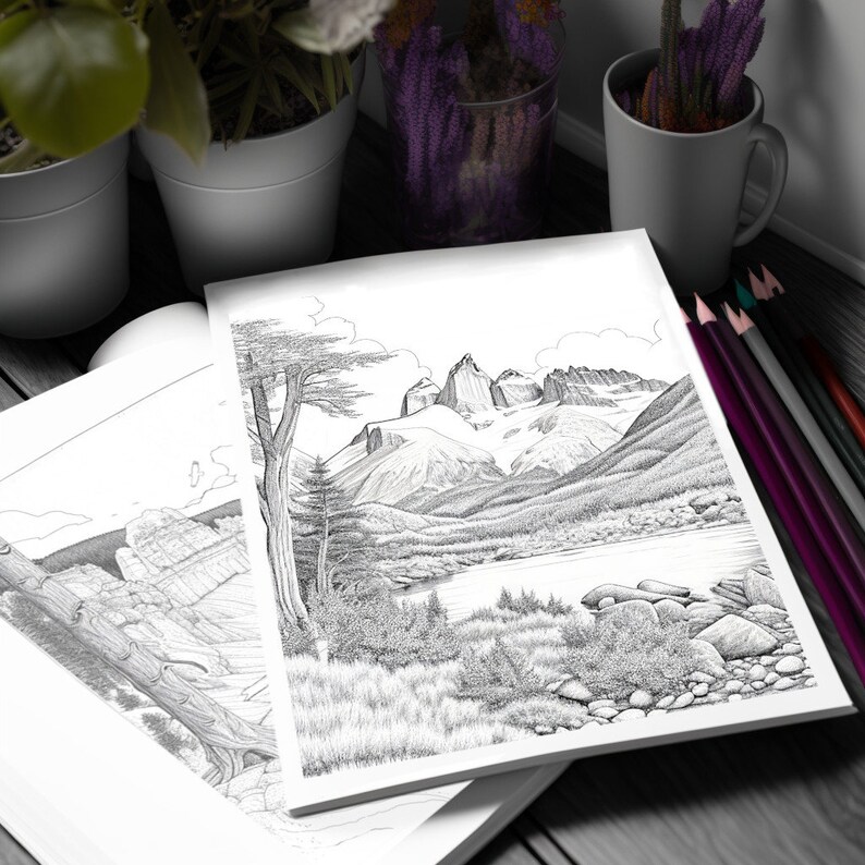 Printable Coloring Pages Travel Landmarks Instant Download 5 Park ...