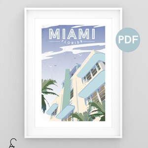 MIAMI, USA Vintage Travel Poster, Diy Printable Pdf Jpeg Download ...
