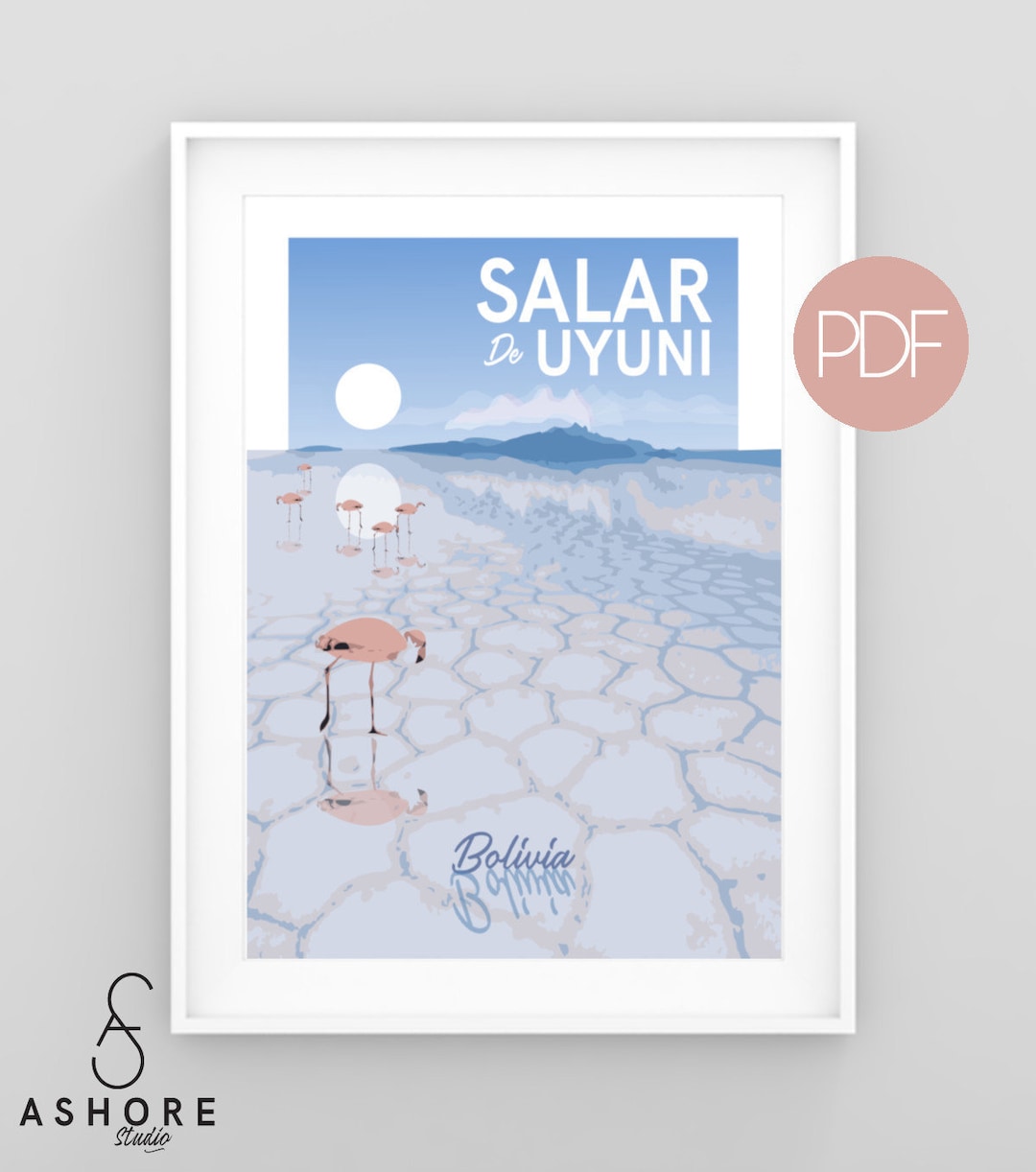 SALT FLATS, BOLIVIA, Vintage Travel Poster, Uyuni, South America, Diy ...
