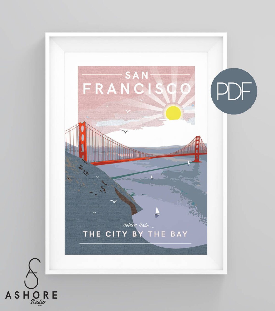 GOLDEN GATE Bridge, San Francisco, USA Vintage Travel Poster, Diy ...