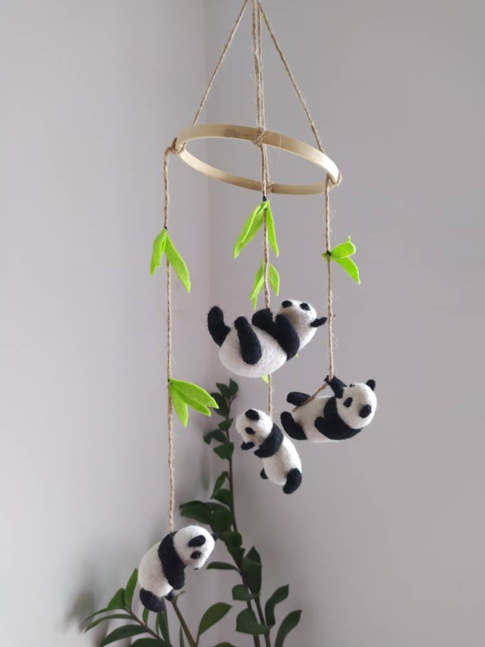 Panda Mobile Woolen Pandas Nursery Decor - Etsy