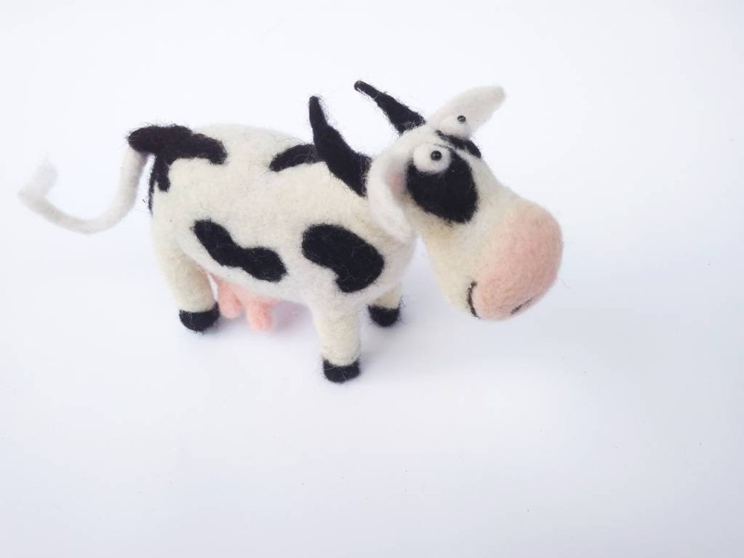 Felt Cow Figurine, Wool Cow, Handmade Toy - Etsy