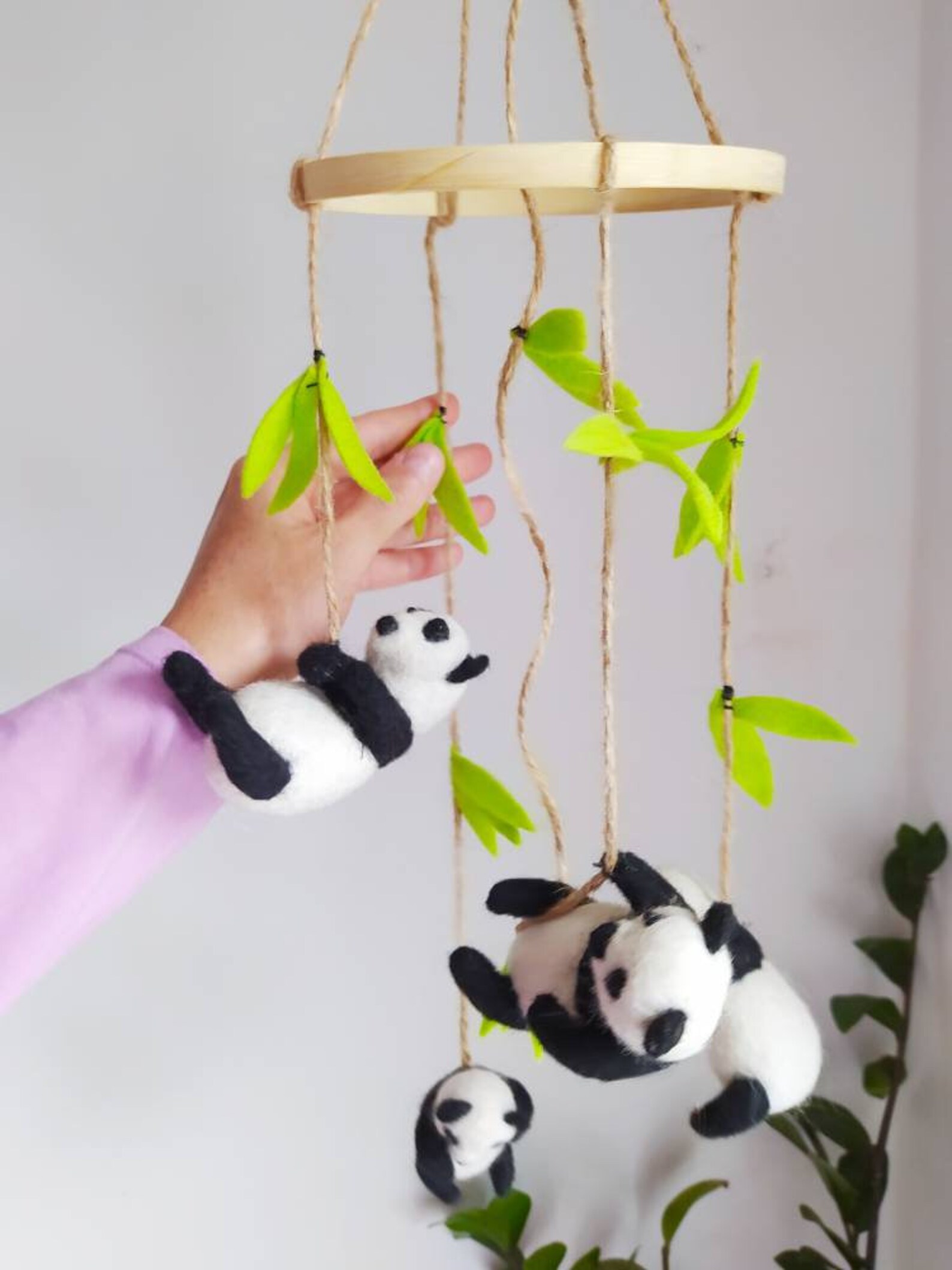 Panda Mobile Woolen Pandas Nursery Decor - Etsy