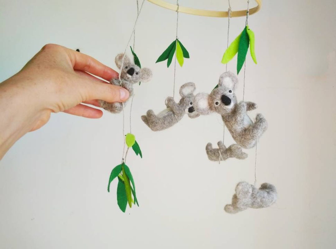 Felt Koala Mobile for Nursery, Hanging Animal Mobile Handmade - Etsy