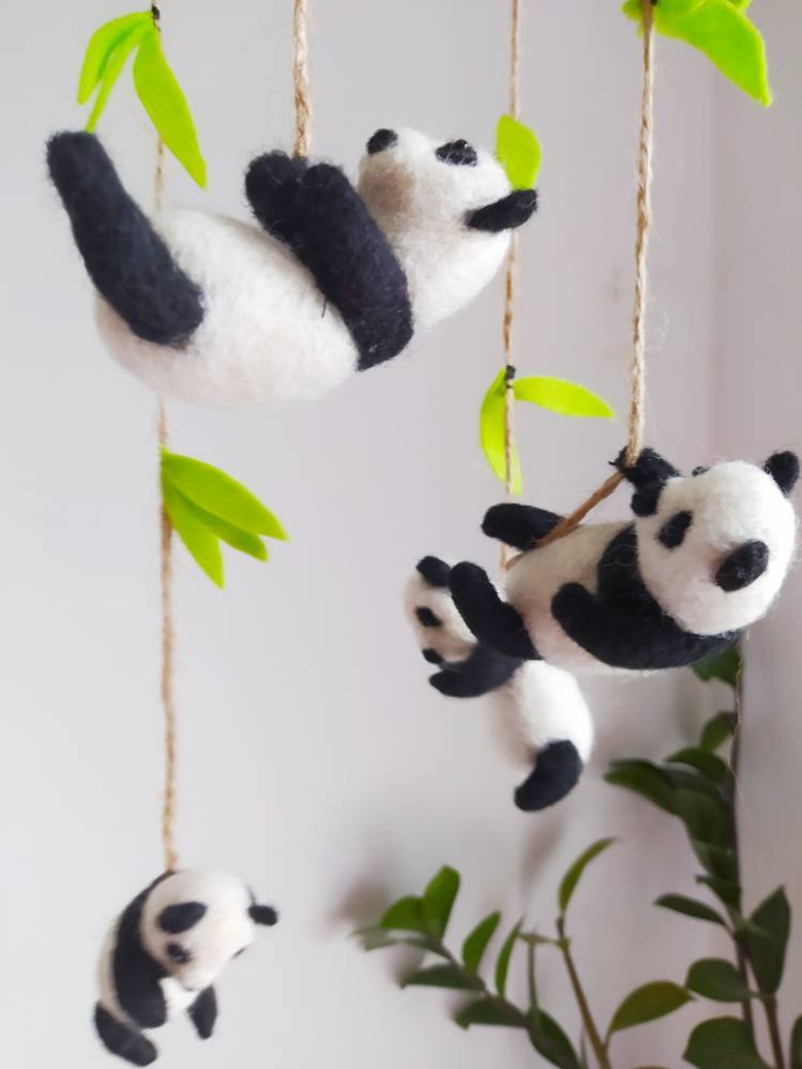 Panda Mobile Woolen Pandas Nursery Decor - Etsy