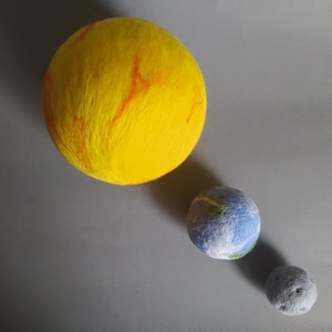 Needle Felted Sun, Earth and Moon Set, Solar System Planets, Cosmos ...