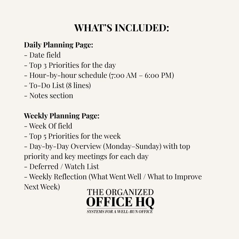 Daily Weekly Planner Template | Editable Word Document | Priority ...
