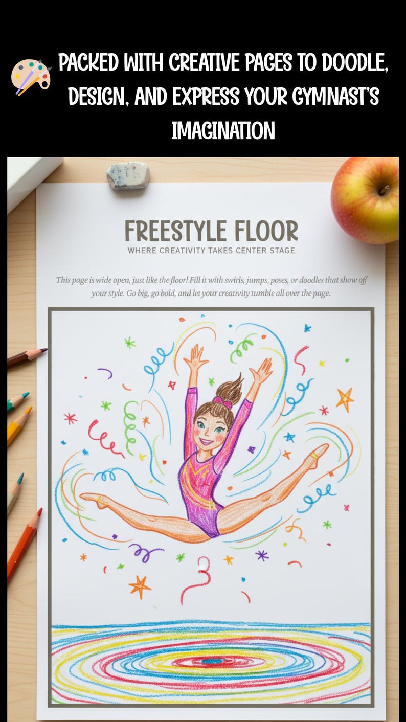 Gymnastics Journal | Skills Tracker, Doodle Pages Activity Book - Etsy UK