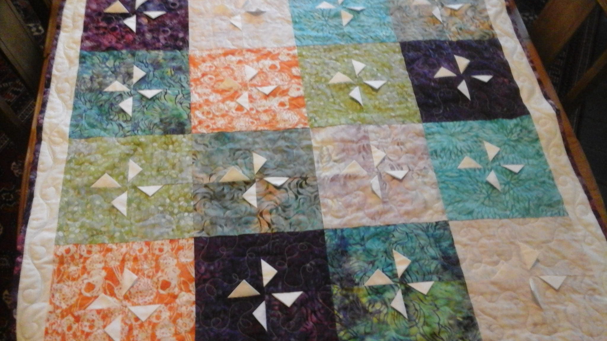 Pinwheel Wall Hanging - Small Table Topper - Colorful Fanned Patchwork ...