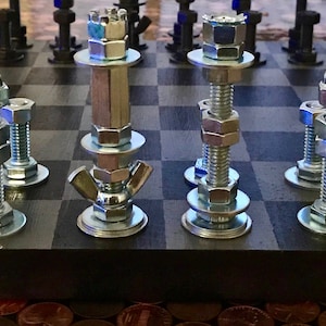 Chess Set - Handmade Nuts and Bolts Chess Set - Etsy