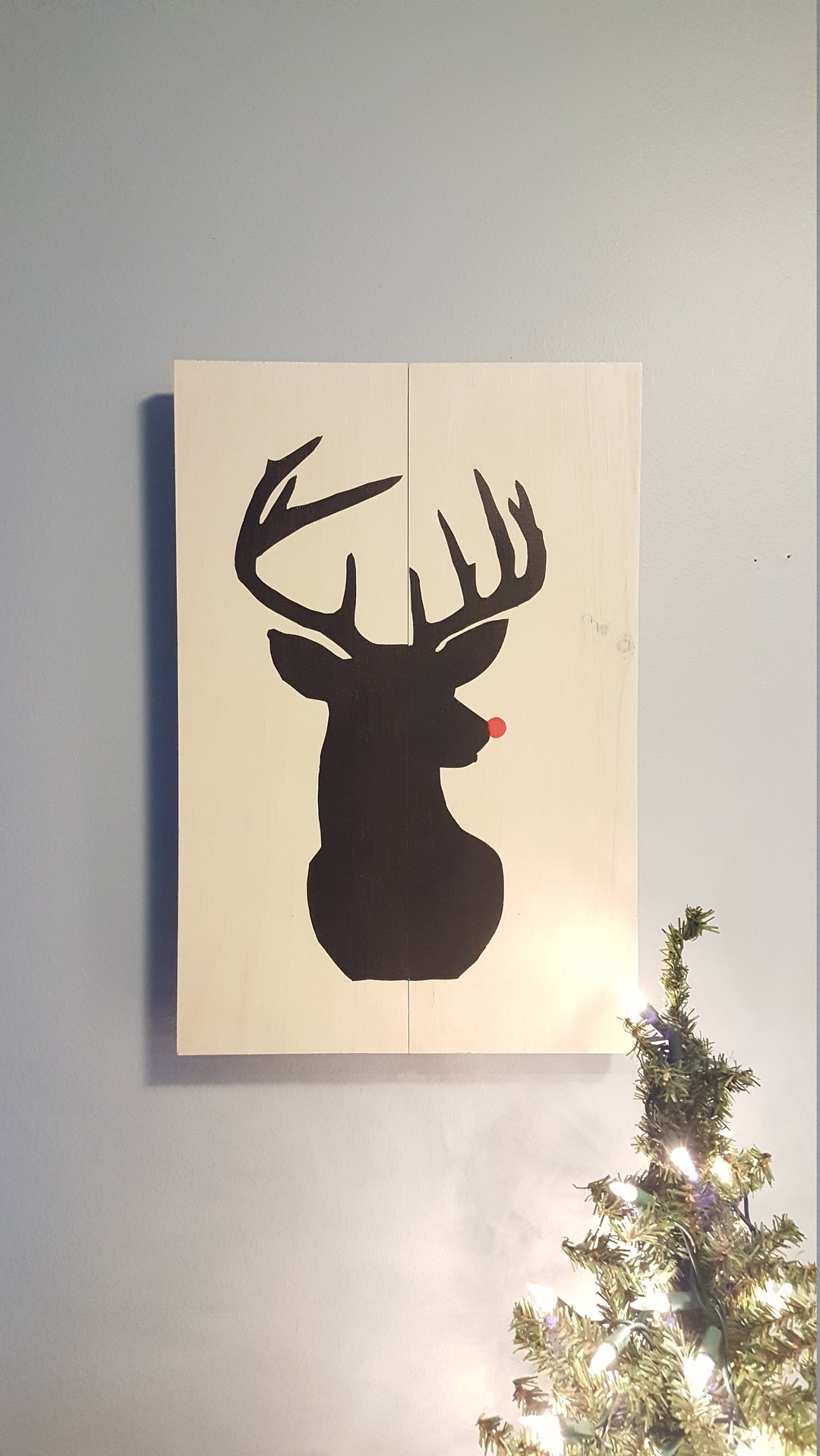 Wooden Rudolph Silhouette Sign - Etsy