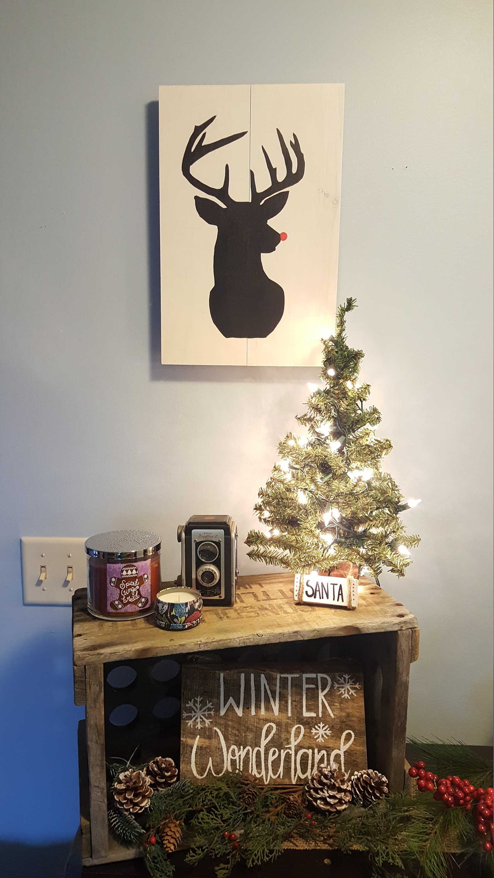 Wooden Rudolph Silhouette Sign - Etsy