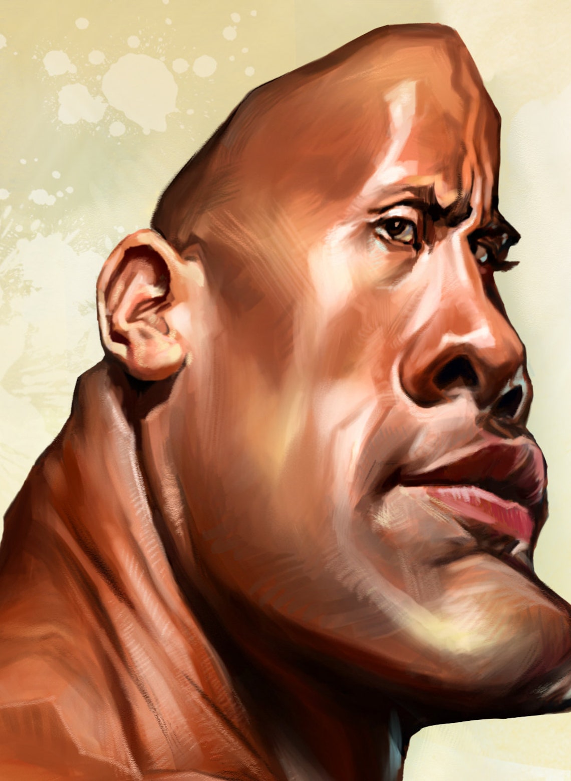 The Rock Dwayne Johnson Digital Caricature Wrestling Champion Actor ...