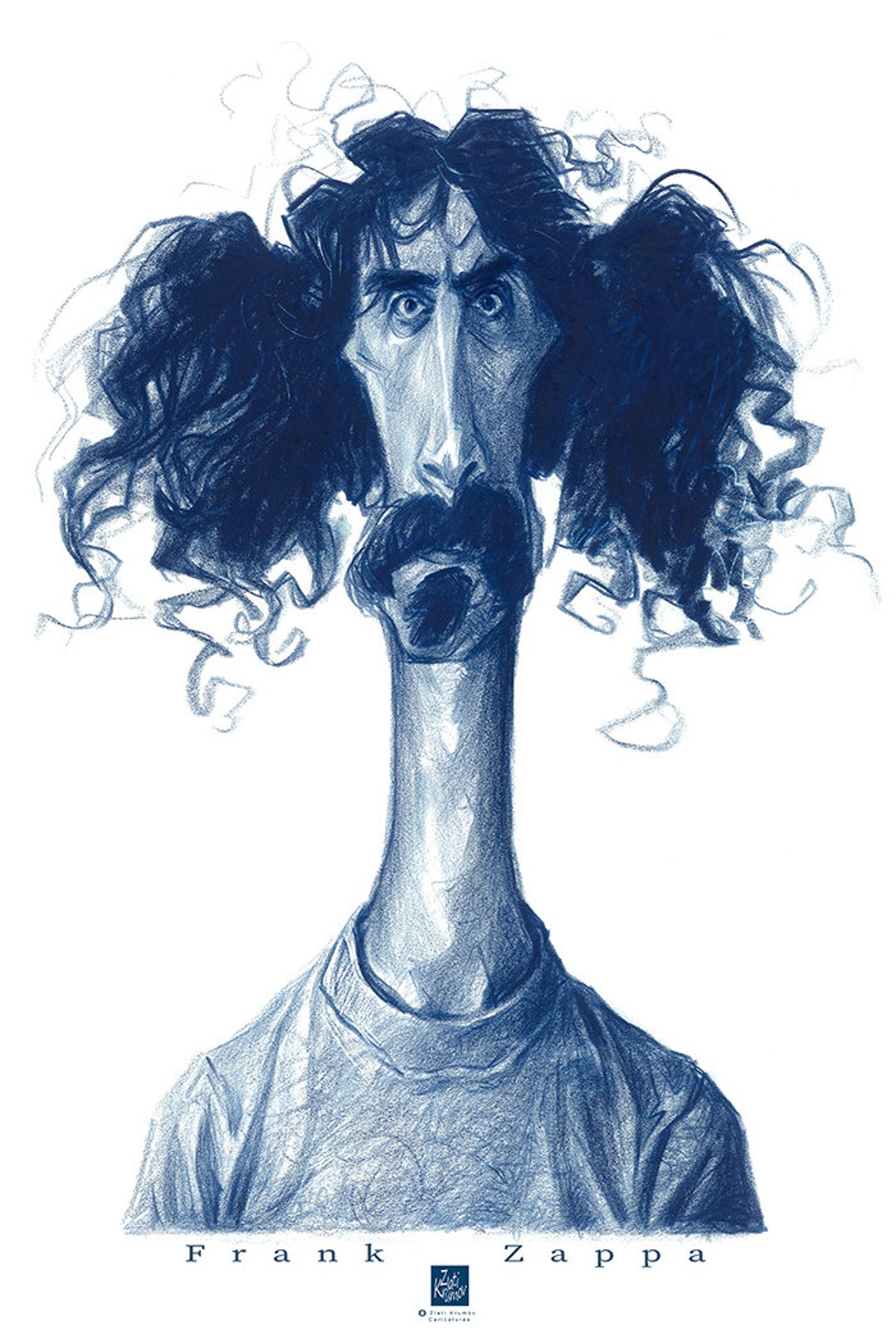 Frank Zappa Digital Download Size A4 Caricature Art Celebrity Pencil ...