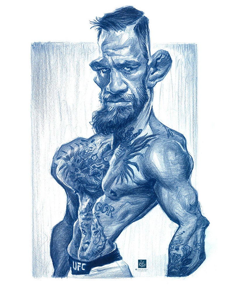 Conor Mcgregor Digital Size A4 Caricature Art Celebrity Pencil Blue ...