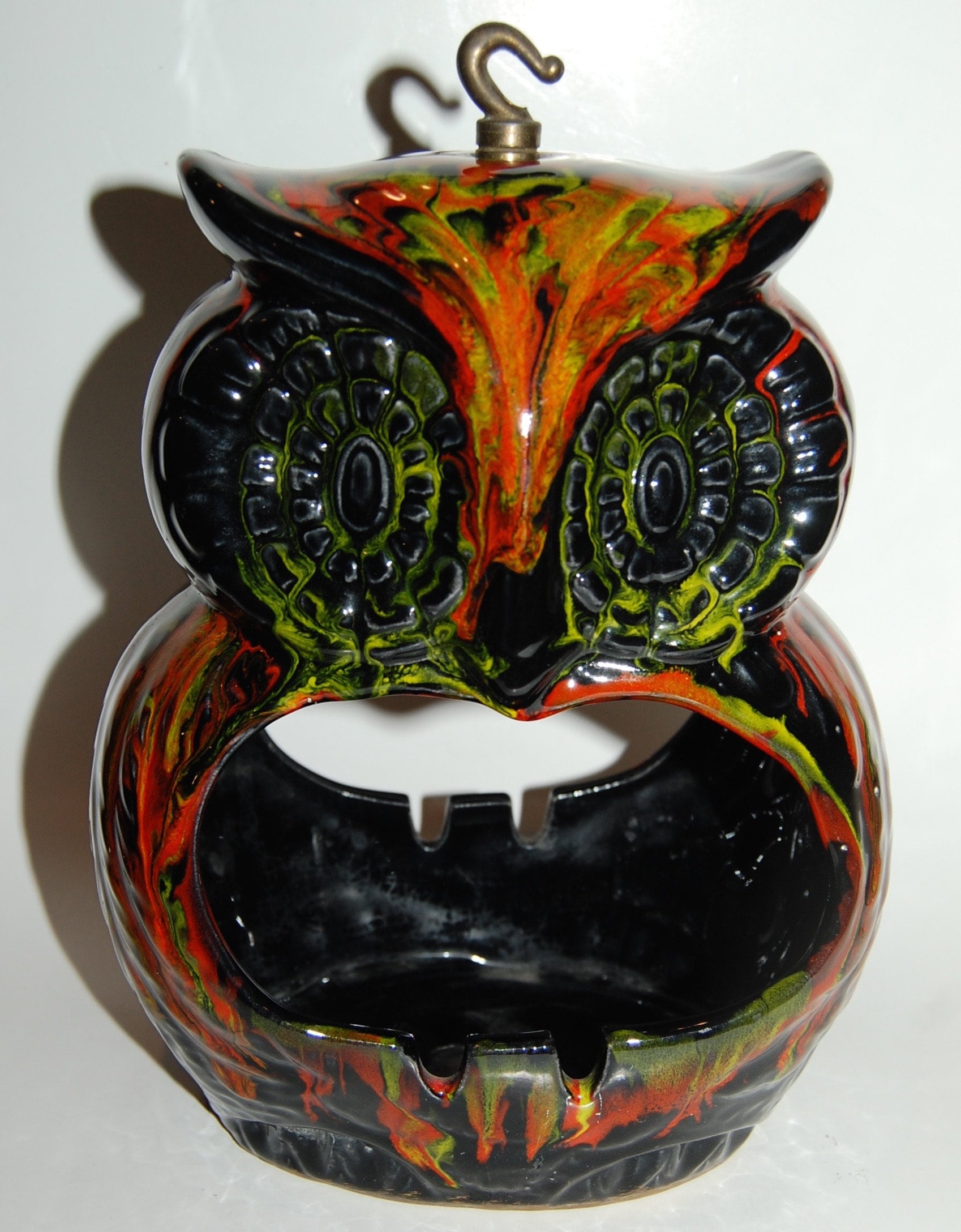 Vintage Hanging Owl Ashtray With Drip Glaze - Etsy