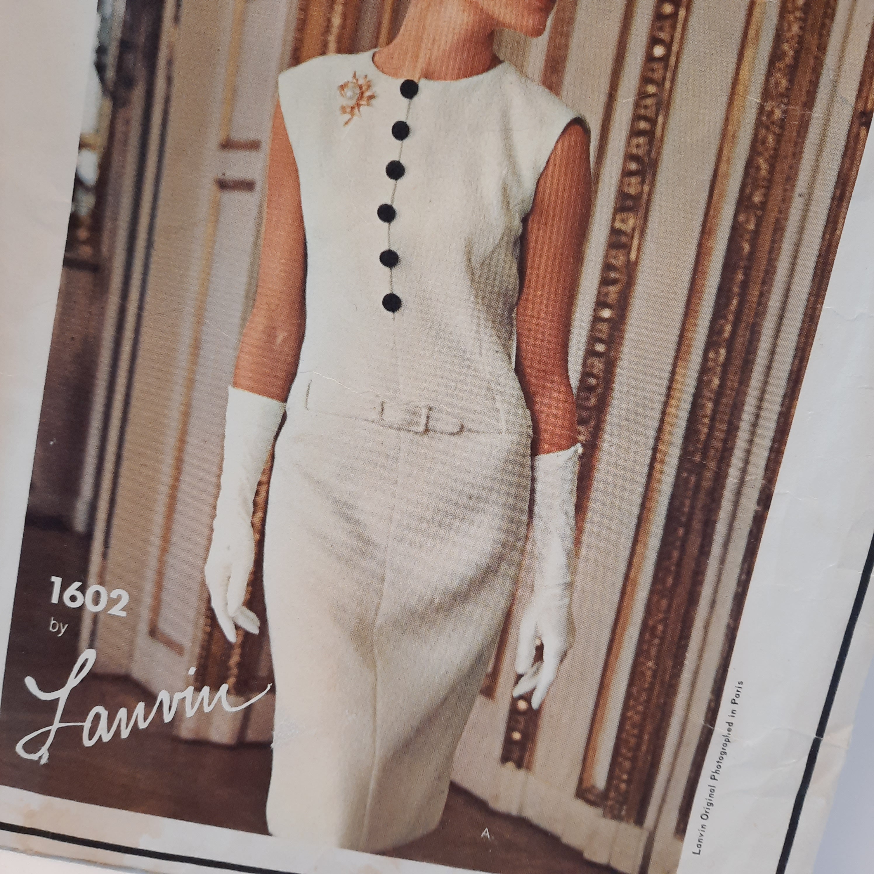Vintage 60s Vogue Paris Original Sewing Pattern 1602 Lanvin Large ...