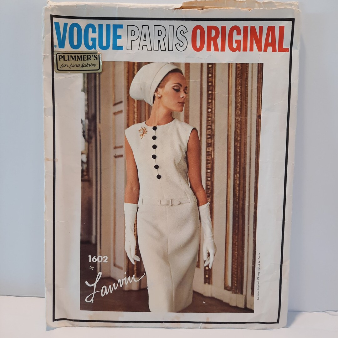 Vintage 60s Vogue Paris Original Sewing Pattern 1602 Lanvin Large ...