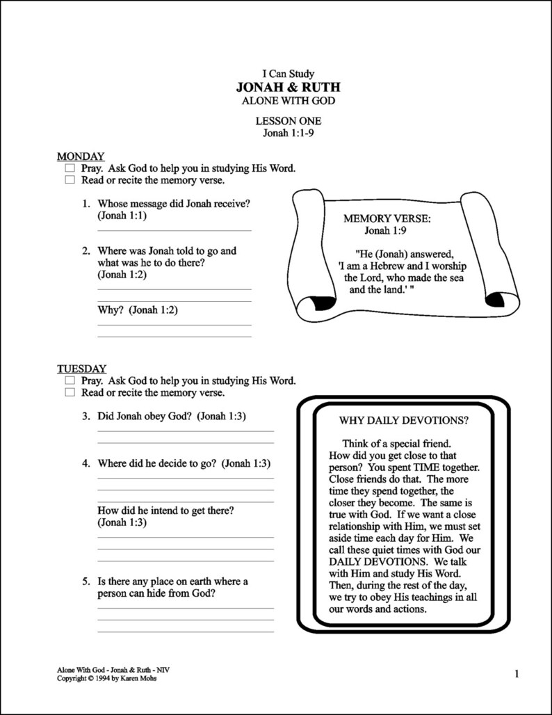 Jonah & Ruth Bible Study, Homeschool Curriculum, Sunday School ...