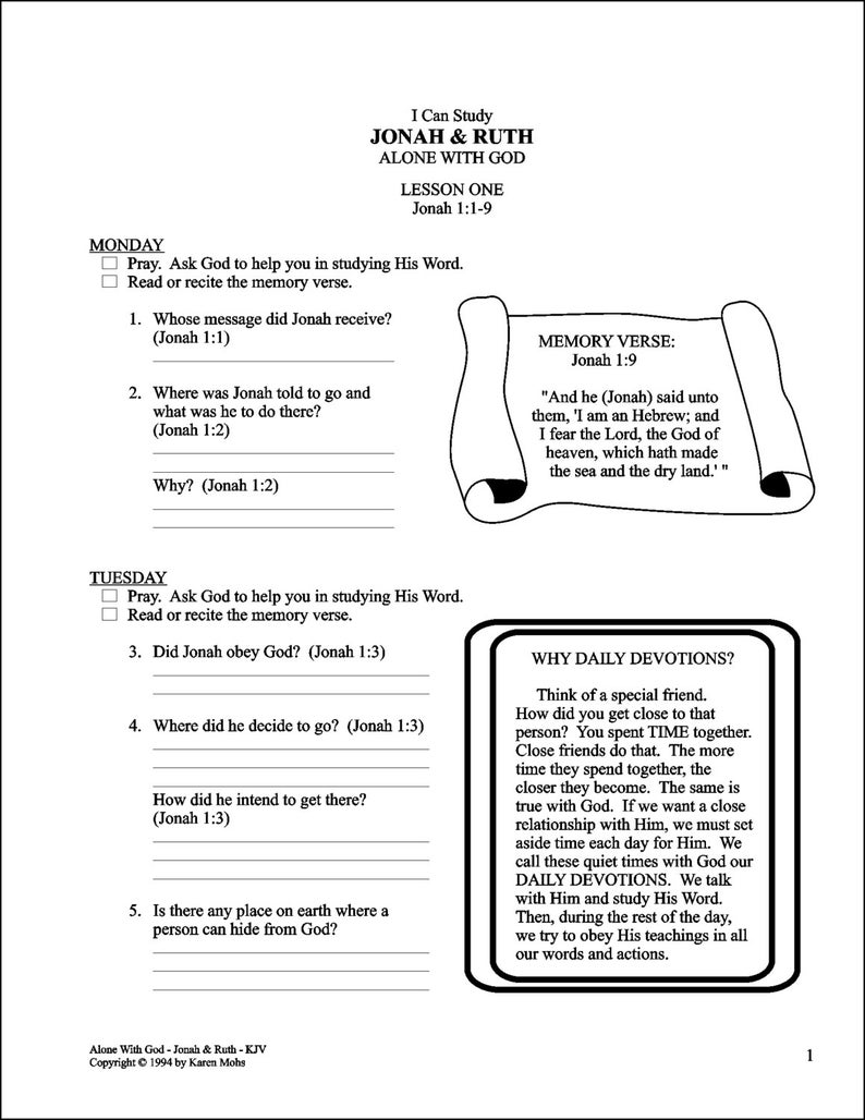 Jonah & Ruth Bible Study, Homeschool Curriculum, Sunday School ...