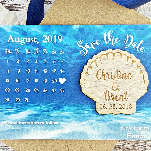 Save the Date Magnet Beach Seashell | Etsy