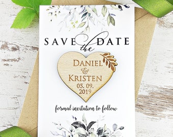 Rustic Save the Date Heart Magnet Wooden Magnet Custom Save | Etsy