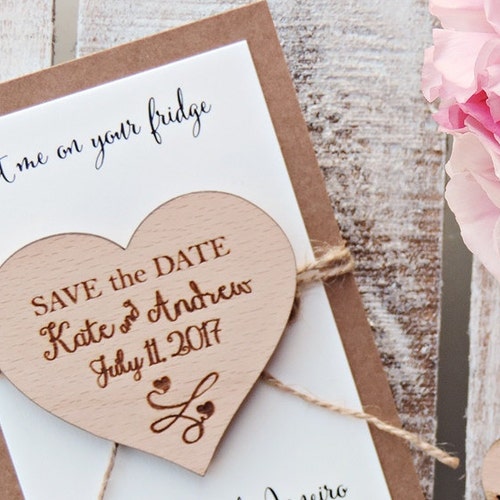 Heart Save-the-date Magnets Wooden Magnets Wedding Magnets - Etsy