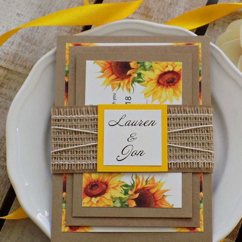 Rustic Sunflower Wedding Invitation - Etsy