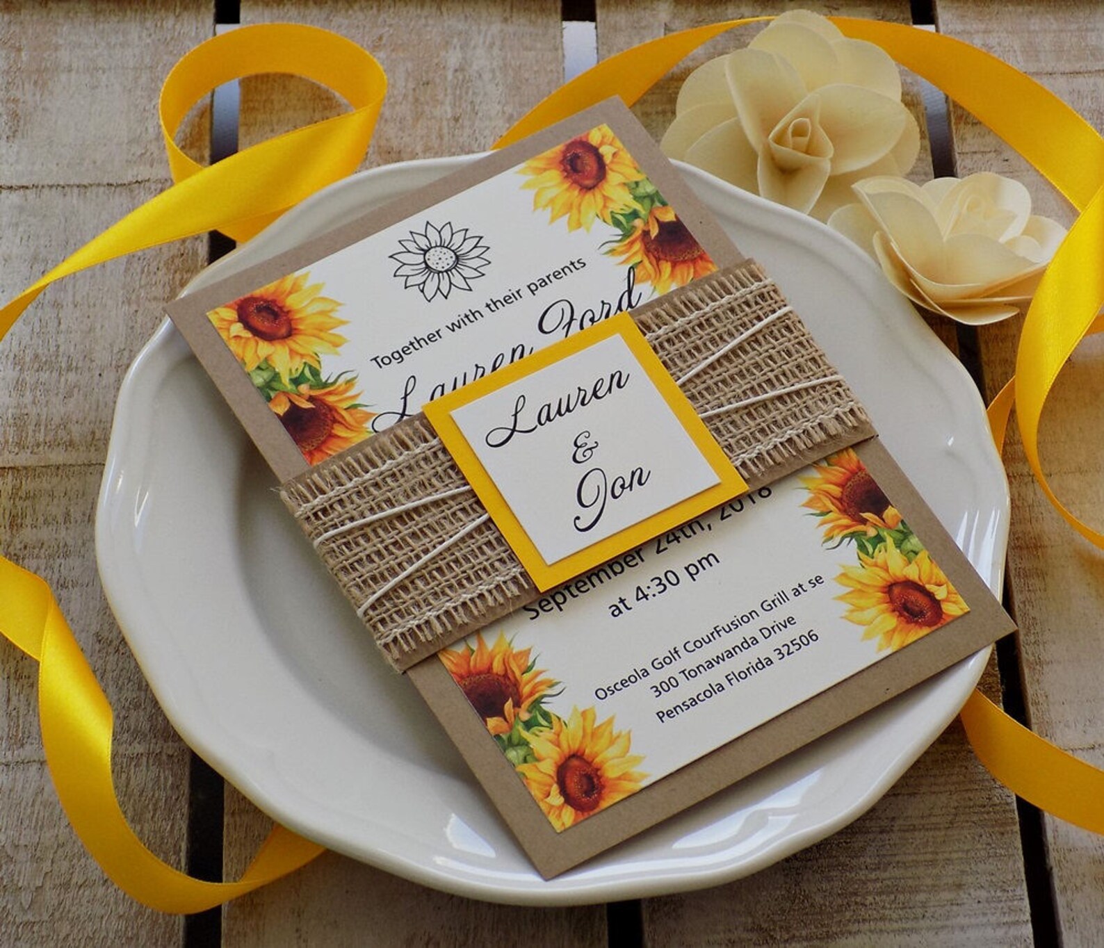 Sunflower Wedding Invitation Suite Rustic Sunflower Wedding - Etsy