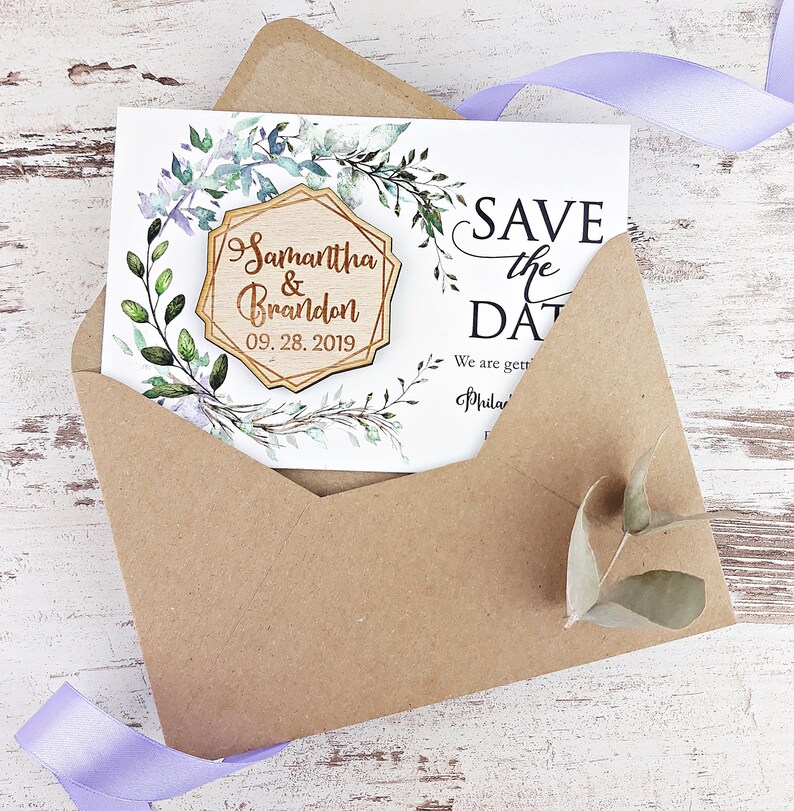 Rustic Botanical Save-the-date Geometric Magnet - Etsy