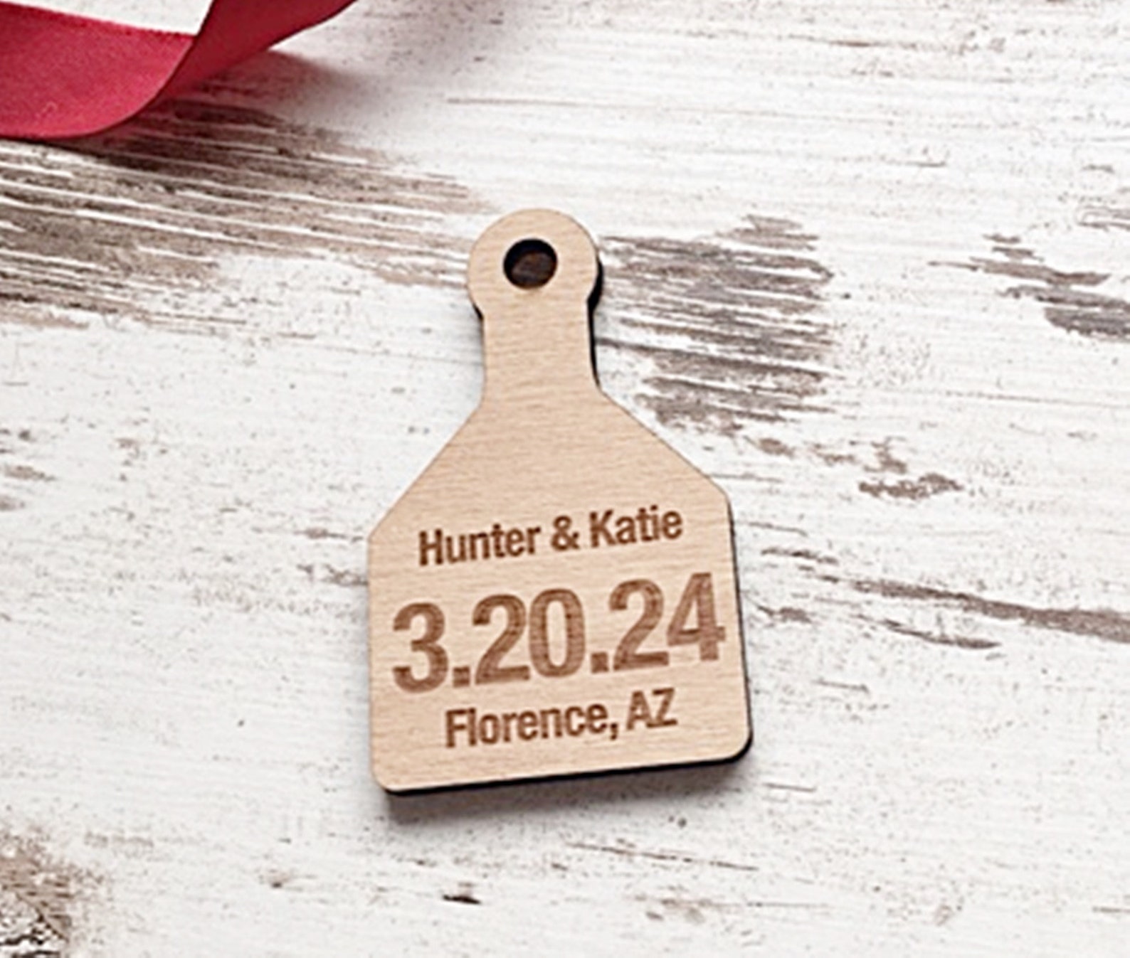 Cow Ear Tag Save the Date Magnet, Farm Wedding Invite, Wooden Save the ...