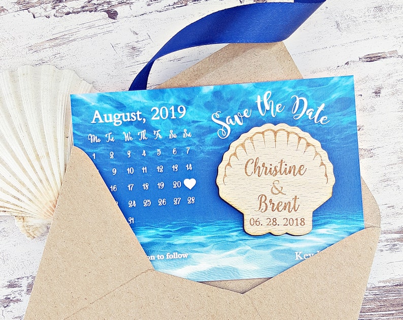 Save the Date Magnet Beach Seashell - Etsy Australia