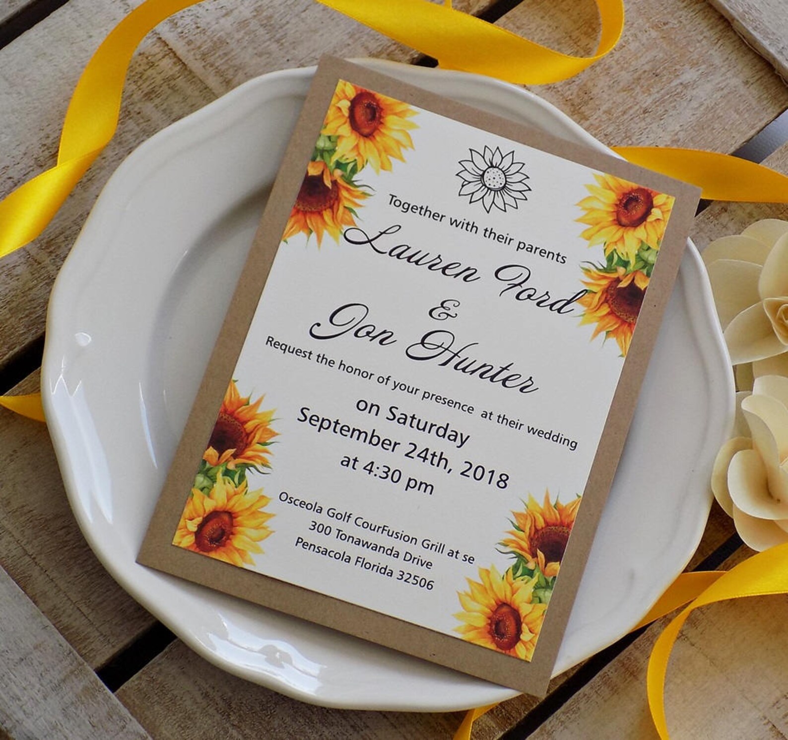 Sunflower Wedding Invitation Suite Rustic Sunflower Wedding - Etsy