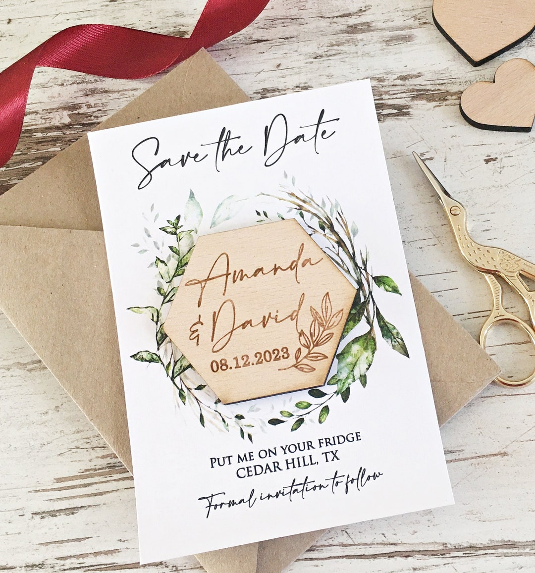 Hexagon Save-the-date Magnet, Modern Save the Date Cards, Wedding Trend ...