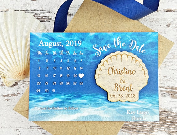Save the Date Magnet Beach Seashell - Etsy Australia
