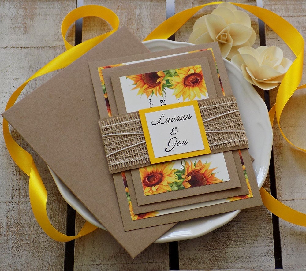 Sunflower Wedding Invitation Suite Rustic Sunflower Wedding - Etsy