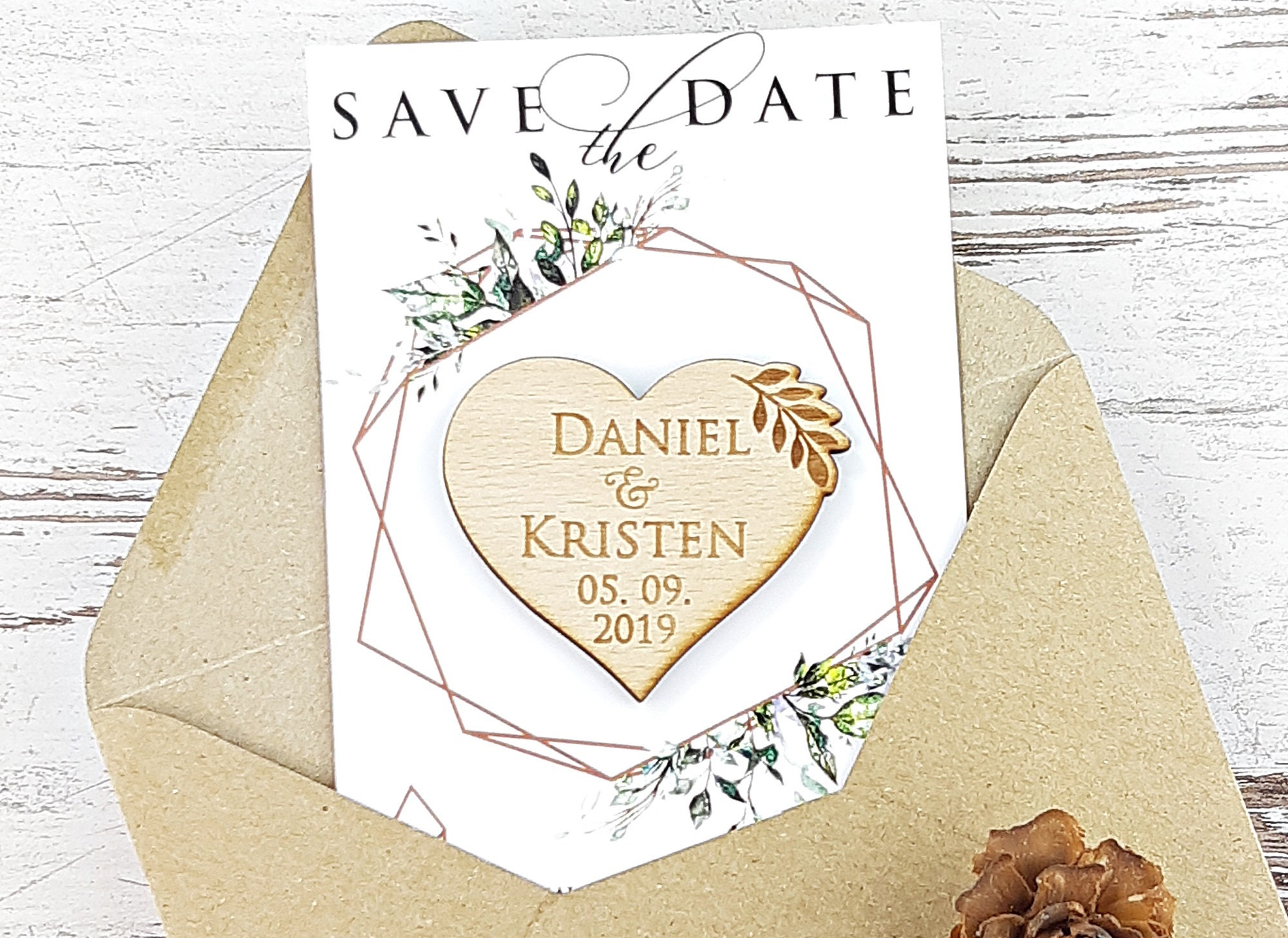 Rustic Save the Date Heart Magnet Wooden Magnet Custom Save | Etsy