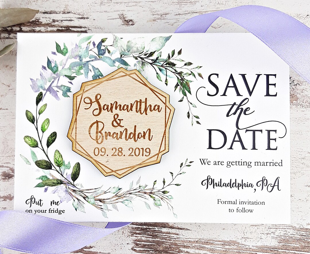 Rustic Botanical Save-the-date Geometric Magnet - Etsy