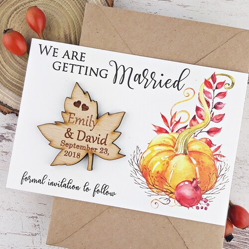 Fall Save the Date Magnet With Cards Wedding Maple Leaf - Etsy