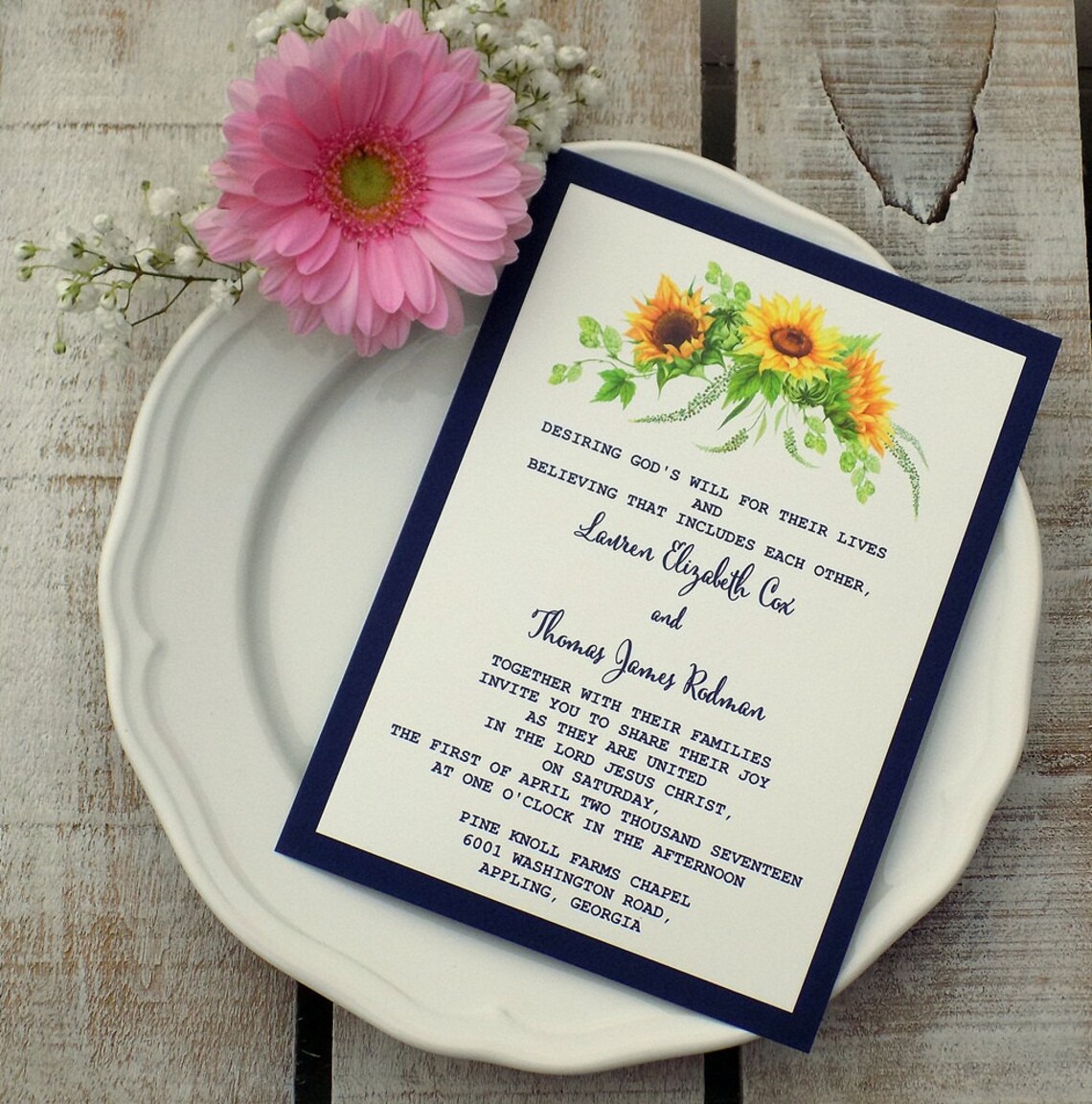 Sunflower Wedding Invitation Set Sunflower Invitation Custom | Etsy