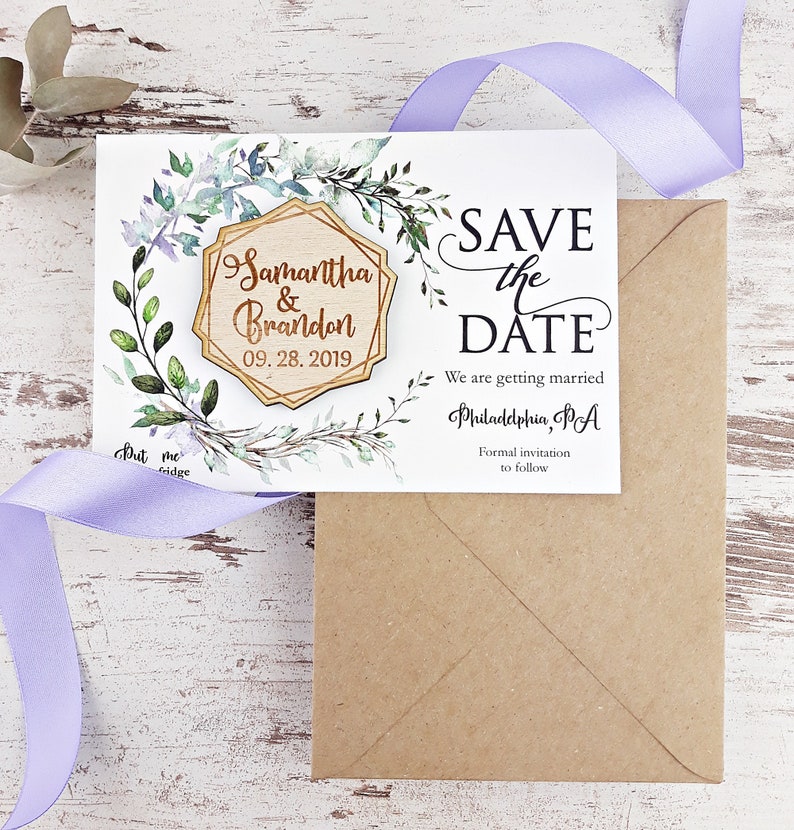 Rustic Botanical Save-the-date Geometric Magnet - Etsy