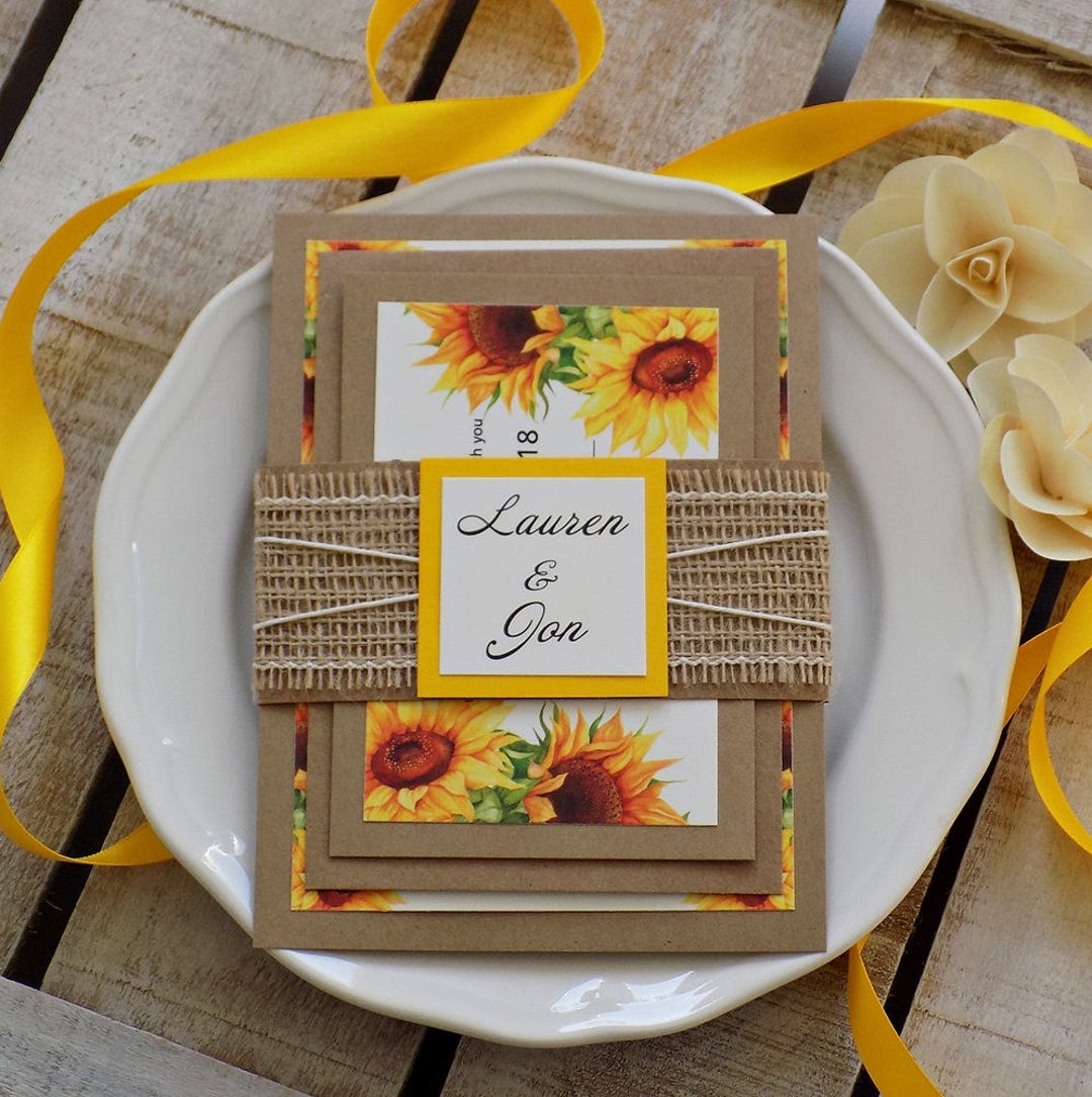Sunflower Wedding Invitation Suite, Rustic Sunflower Wedding Invitation ...