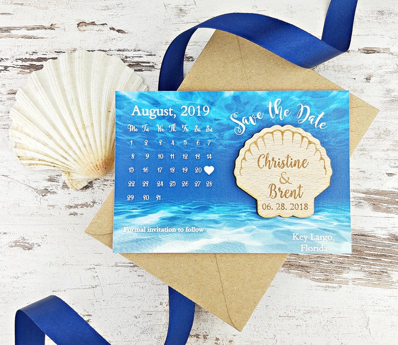 Save the Date Magnet Beach Seashell - Etsy Australia