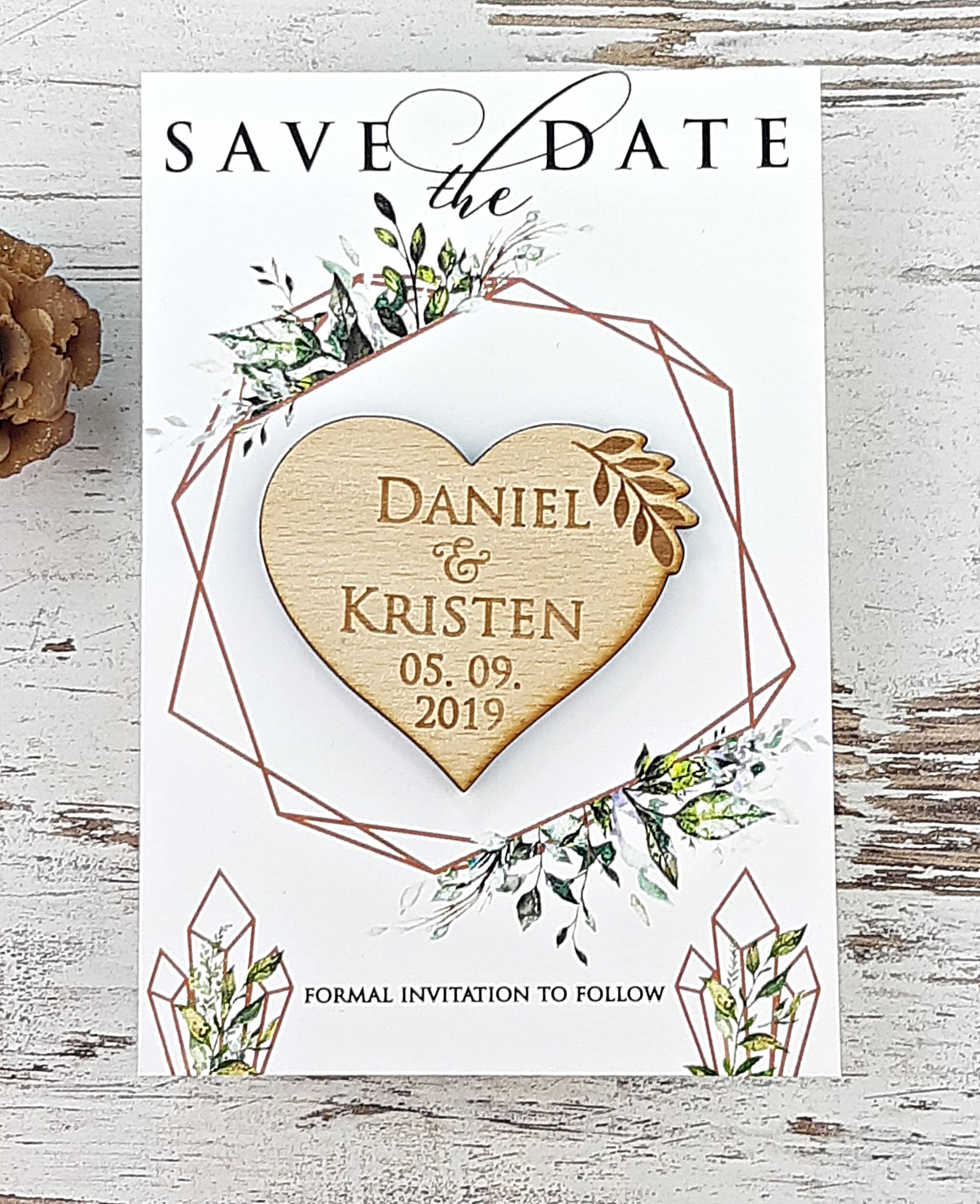 Rustic Save the Date Heart Magnet Wooden Magnet Custom Save | Etsy