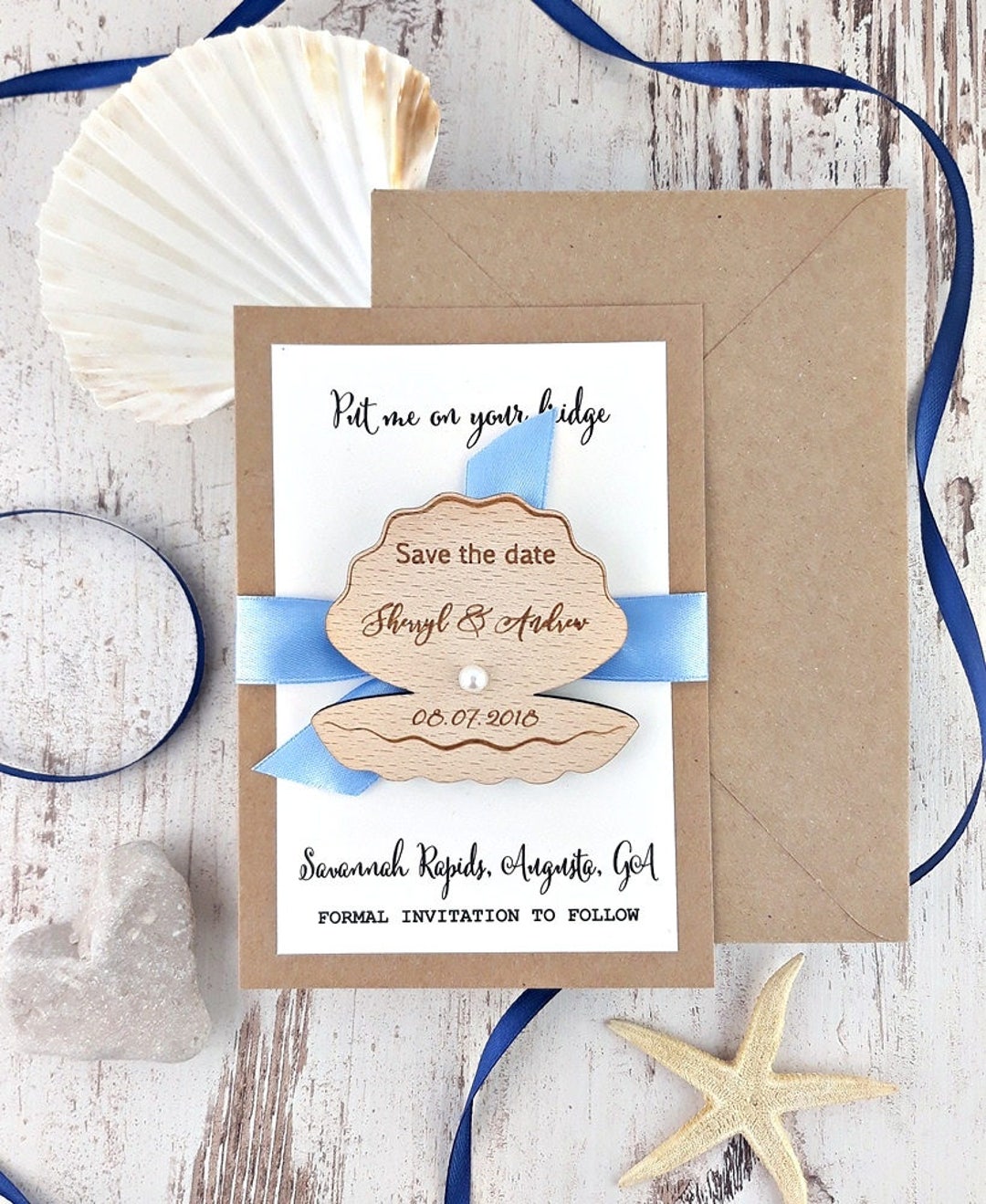 Beach Save the Date Shell Save the Date Magnet Beach Save the Date ...