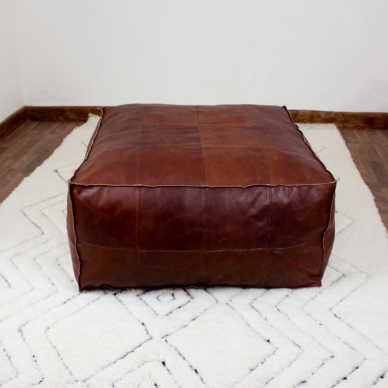 Ottoman Pouf Modern Coffee Table Tray, Pouf Ottoman Cover, Leather ...