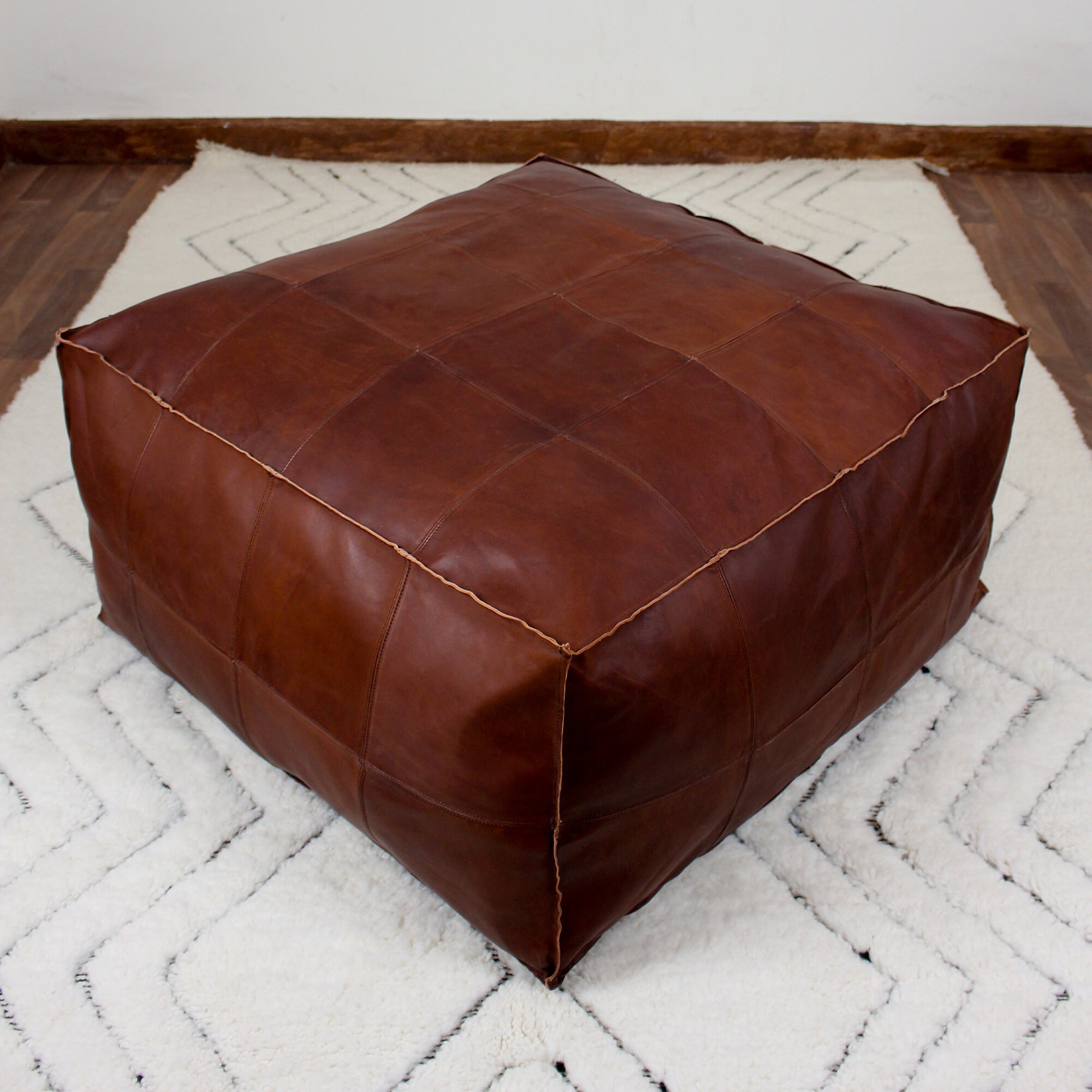 Ottoman Pouf Modern Coffee Table Tray, Pouf Ottoman Cover, Leather ...
