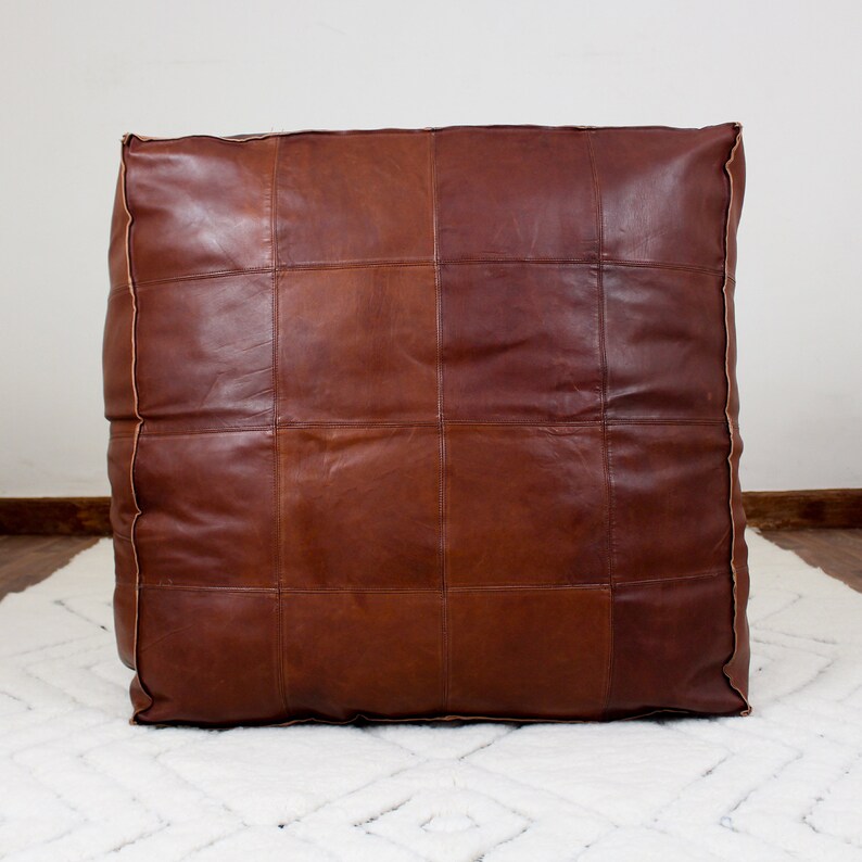 Ottoman Pouf Modern Coffee Table Tray, Pouf Ottoman Cover, Leather ...