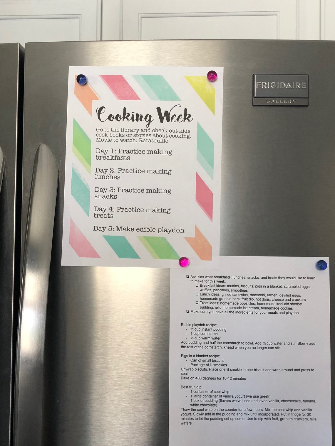 Summer Camp Cooking Week Schedule - Etsy