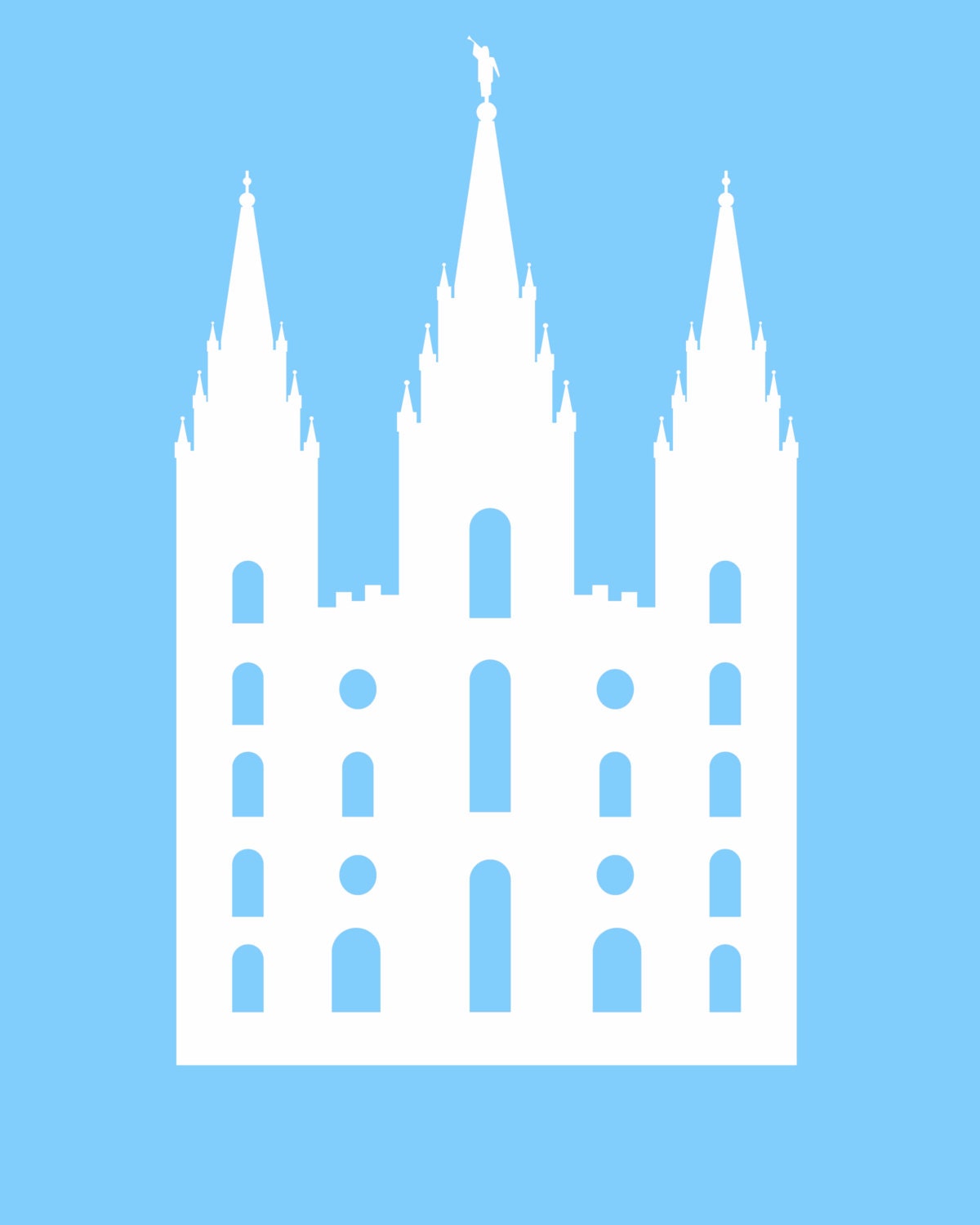 Blue with white silhouette of LDS temple | Etsy